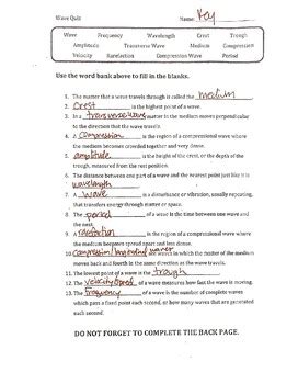 Waves Quiz By CreekTeach TPT