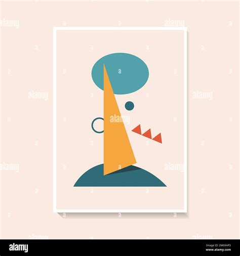 Abstract Face Image Made Of Simple Shapes In Pastel Colors Poster For Walls Stock Vector Image