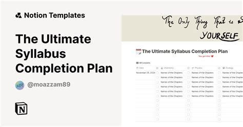 The Ultimate Syllabus Completion Plan Template Notion Marketplace
