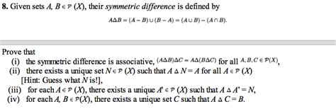 solved given sets a b elementof p x their symmetric
