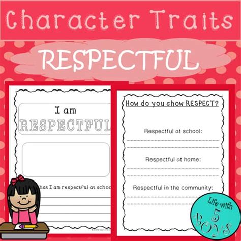 Character Education Positive Character Trait Activity For Respectful