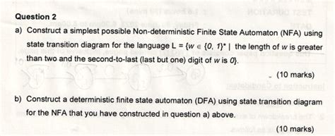 solved question 2 a construct a simplest possible non deterministic finite state automaton