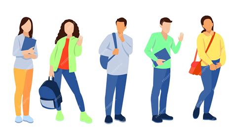 다문화 학생 평면 벡터 일러스트 레이 션의 그룹 책과 노트북 흰색 배경에 고립 된 문자를 들고 어린 소녀와 소년 캐주얼 옷에 행복 십대 청소년 라이프 스타일 프리미엄 벡터