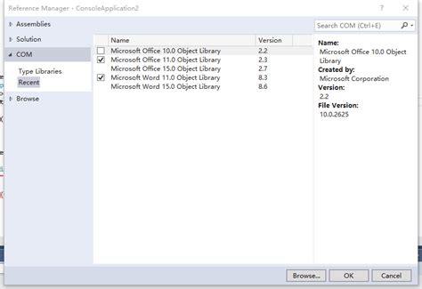 C Trying To Use Microsoftofficeinteropword Through The Microsoft Word 110 Object Library