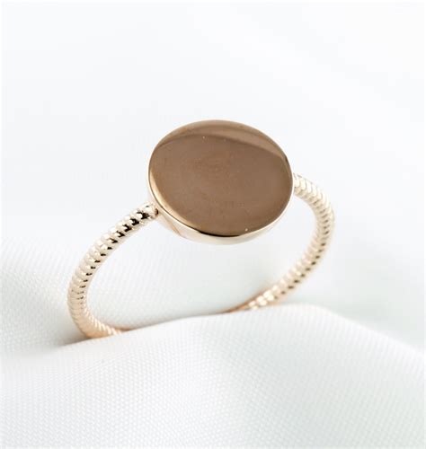 Rose Gold Plating Dainty Ring Signet Ring Twisted Rope Band Etsy