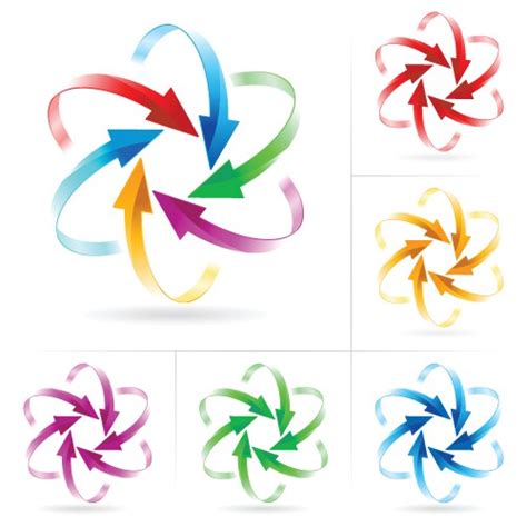 Set Blue Arrow Showing Air Flow Isolated Vector Image