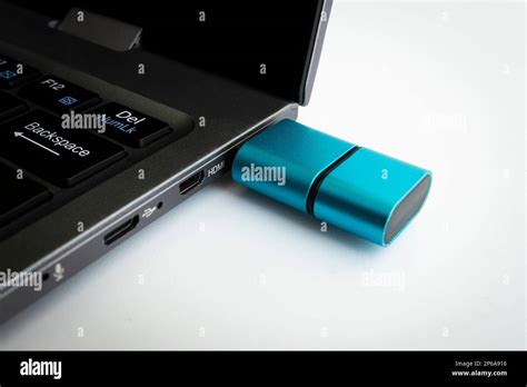 Card Reader Type C On White Background The Flash Drive Is Plugged Into