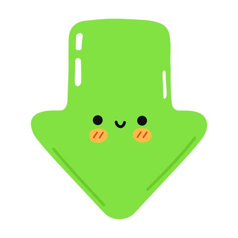 Cute Funny Green Arrow Icon Vector Hand Drawn Cartoon Kawaii Character