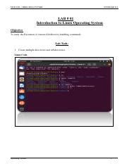 Lab 1 Os Pdf SWE 204L OPERATING SYSTEM SSUET QR 114 LAB 01