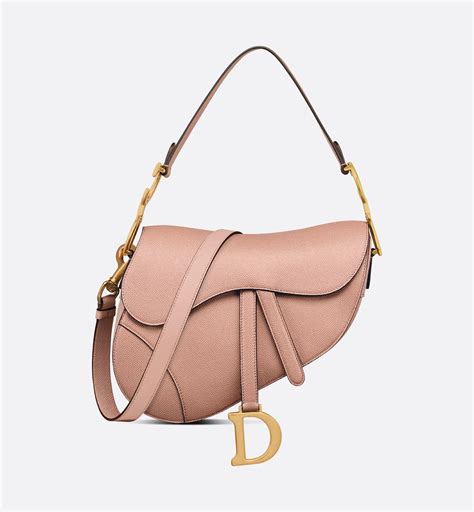 Saddle Bag With Strap Blush Grained Calfskin Dior