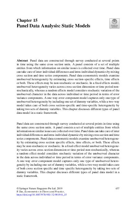 Pdf Panel Data Analysis Static Models