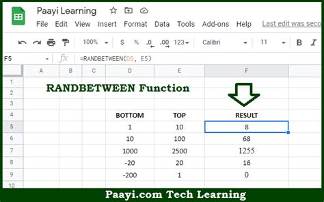 Learn How To Use Google Sheets RANDBETWEEN Function Paayi Tech