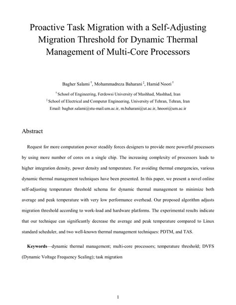 Pdf Proactive Task Migration With A Self Adjusting Migration