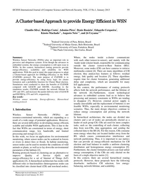 Pdf A Cluster Based Approach To Provide Energy Efficient In Wsn