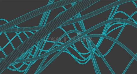 Vector Abstract Background With A Wireframe Dynamic Waves Line And