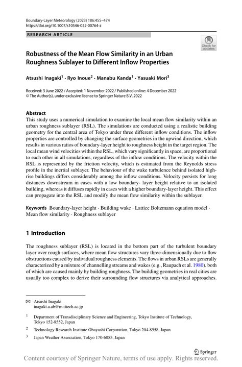 Robustness Of The Mean Flow Similarity In An Urban Roughness Sublayer To Different Inflow