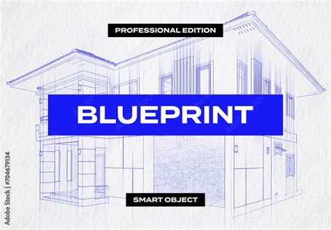 Blueprint Architecture Design Photo Effect Paper Texture Template Mockup Overlay Style Stock