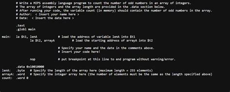 Solved Use Mars To Write And Simulate A Mips Assembly