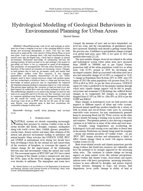 Hydrological Modelling Of Geological Behaviours In Environmental