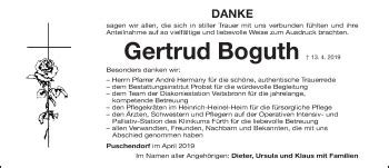 Traueranzeigen Von Gertrud Boguth Trauer Nn De