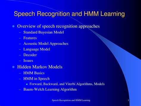 Ppt Speech Recognition And Hmm Learning Powerpoint Presentation Free