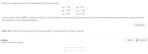 solved given two independent random samples with the