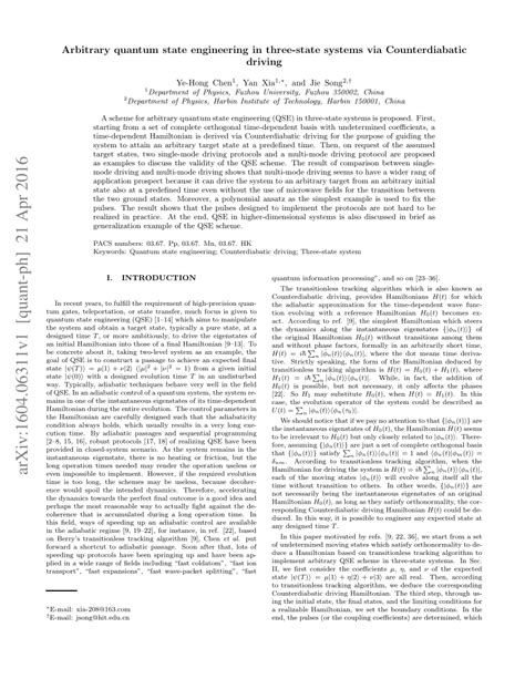 Pdf Arbitrary Quantum State Engineering In Three State Systems Via Counterdiabatic Driving