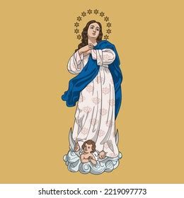 Our Lady Immaculate Conception Colored Vector Stock Vector Royalty