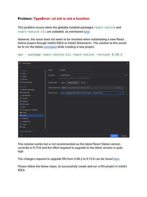 Intellij React Native Typeerror Cli Init Is Not A Function Pdf