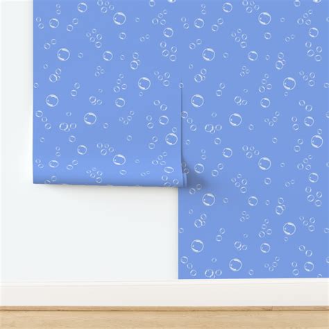Water Bubbles Cornflower Blue Wallpaper Spoonflower