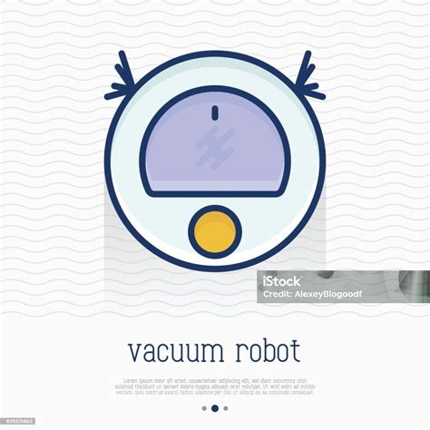 진공 로봇 얇은 라인 아이콘입니다 현대 가사 기술의 간단한 벡터 일러스트입니다 가사 집안일에 대한 스톡 벡터 아트 및 기타 이미지 가사 집안일 가정 생활 가정용 장비