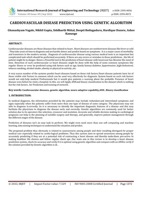 Cardiovascular Disease Prediction Using Genetic Algorithm Pdf