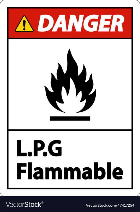 Danger Lpg Flammable Symbol Sign On White Vector Image