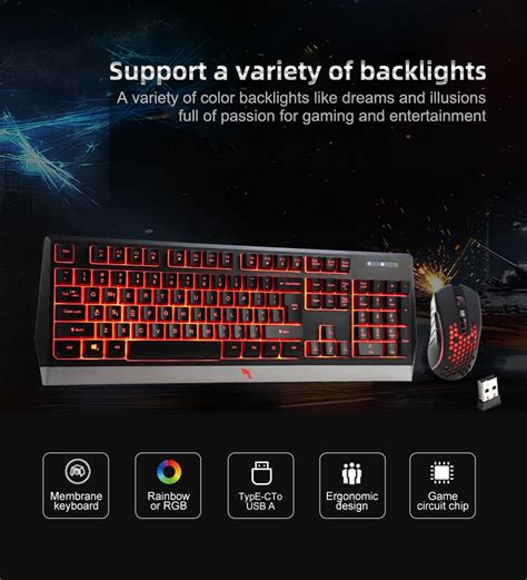 Wireless Keyboard And Mouse Combo 2 4g Rgb With Holes Ergonomic Right Keyboard Mouse Gaming