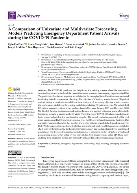 Pdf A Comparison Of Univariate And Multivariate Forecasting Models
