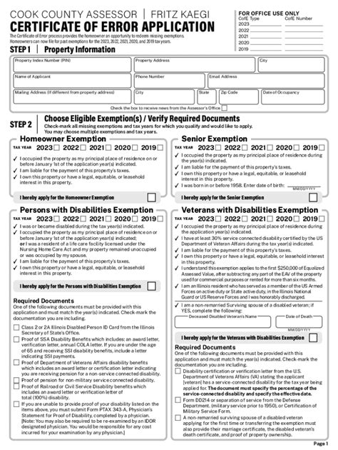 Fillable Online 2018 Certificate Of Error Application Fax Email Print Pdffiller