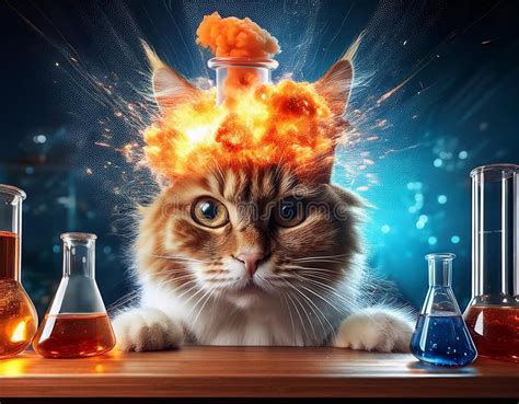A Cat Exploding During A Scientific Experiment Stock Illustration