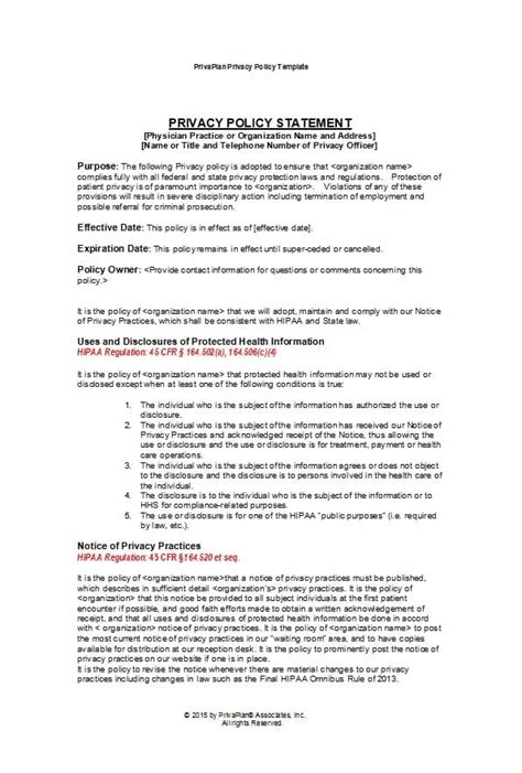 Free Privacy Policy Templates And Samples