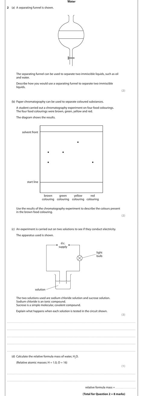 Gcse Edexcel Chemistry Chromatography 2 A A Separating Funnel Is Sho