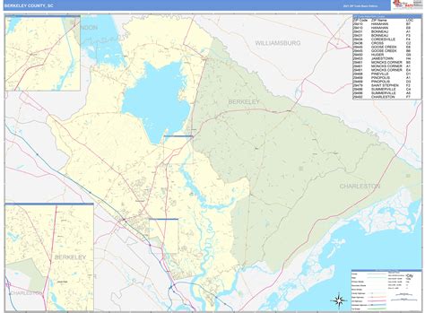 Berkeley County Sc Zip Code Wall Map Basic Style By Marketmaps Mapsales