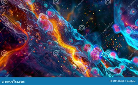 Colorful Depiction Of Synaptic Vesicles Being Engulfed By Endocytic