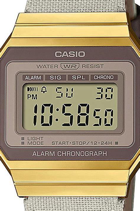 Casio Унисекс дигитален часовник с текстилна каишка Златист Каки Emag Bg