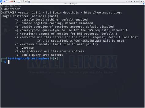 Kali Linux Dnstracer Tool Testingdocs