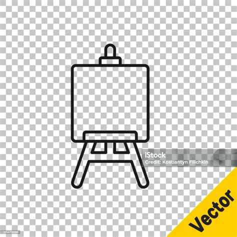 투명한 배경에 격리된 블랙 라인 우드 이젤 또는 페인팅 아트 보드 아이콘 벡터 일러스트레이션 개념에 대한 스톡 벡터 아트 및 기타 이미지 Istock