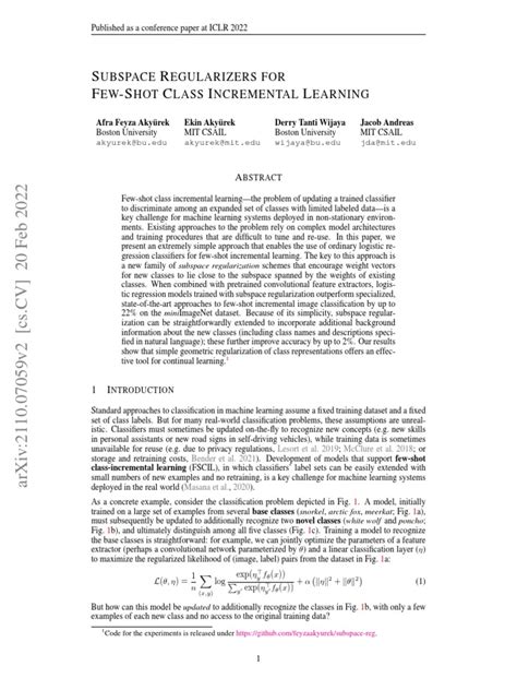 Subspace Regularizers For Few Shot Class Incremental Learning Pdf