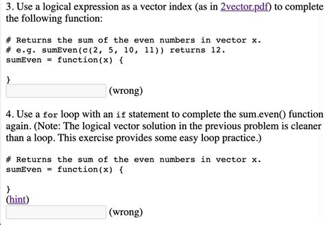 solved 3 use a logical expression as a vector index as in