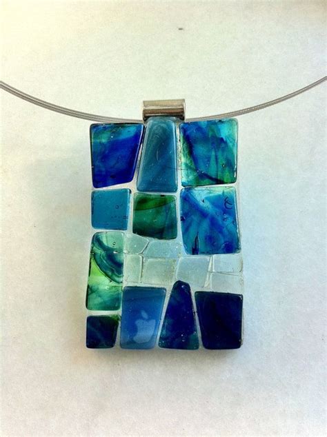 Modern Mosaic Glass Pendant Necklace