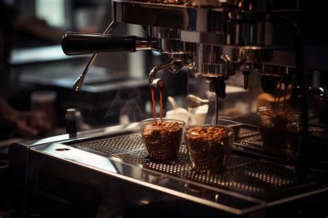 Premium Photo Coffee Machine Extracting Coffee