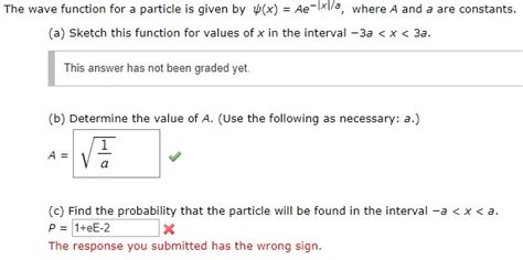 Solved The Wave Function For A Particle Is Given By ψx