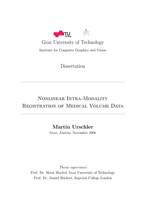 Pdf Nonlinear Intra Modality Registration Of Medical Volume Data
